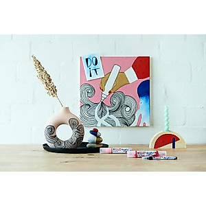 edding 5400 acrylic 3D double liner - gold - 1 acrylic colour tube - 2 nozzles 2-3,5-10mm - acrylic paint for canvas, painting boards and wood - waterproof acrylics in artist-quality colours