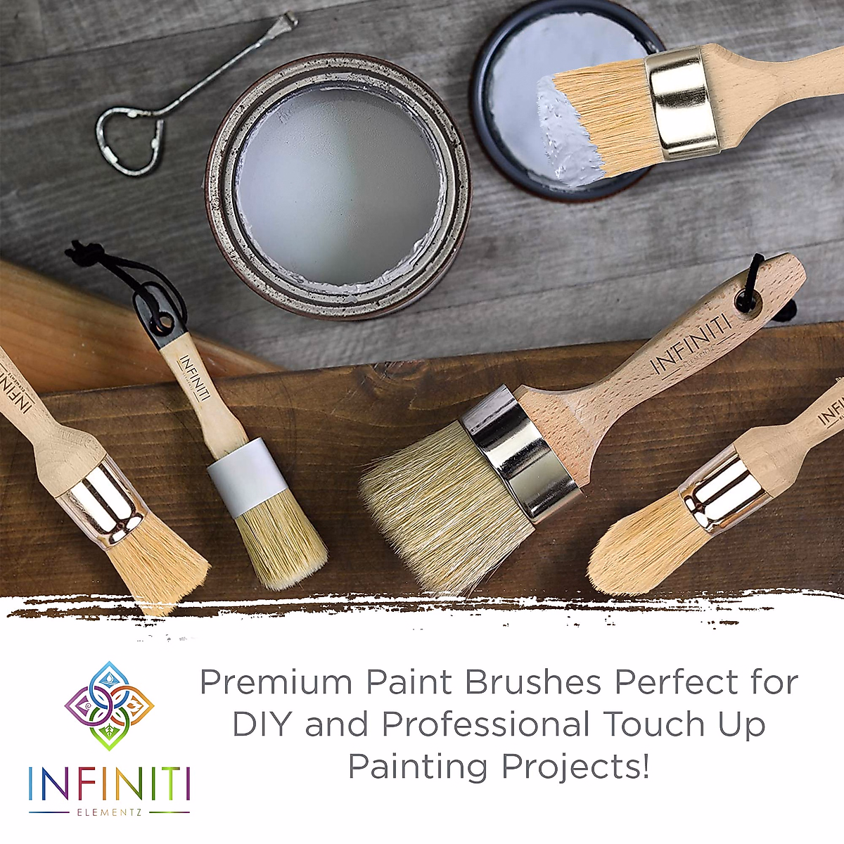 Professional Chalk and Wax Paint Brush 5PC Master Set!!!! Large DIY Painting and Waxing Tool | Smooth, Natural Bristles | Folk Art, Home Décor, Wood Projects, Furniture, Stencils | Reusable