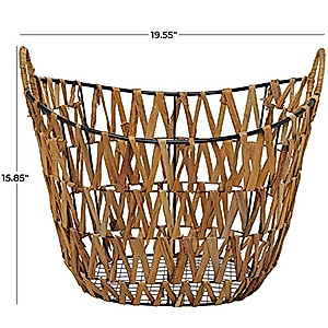 The Novogratz Metal Storage Basket with Handles, 20" x 15" x 16", Brown