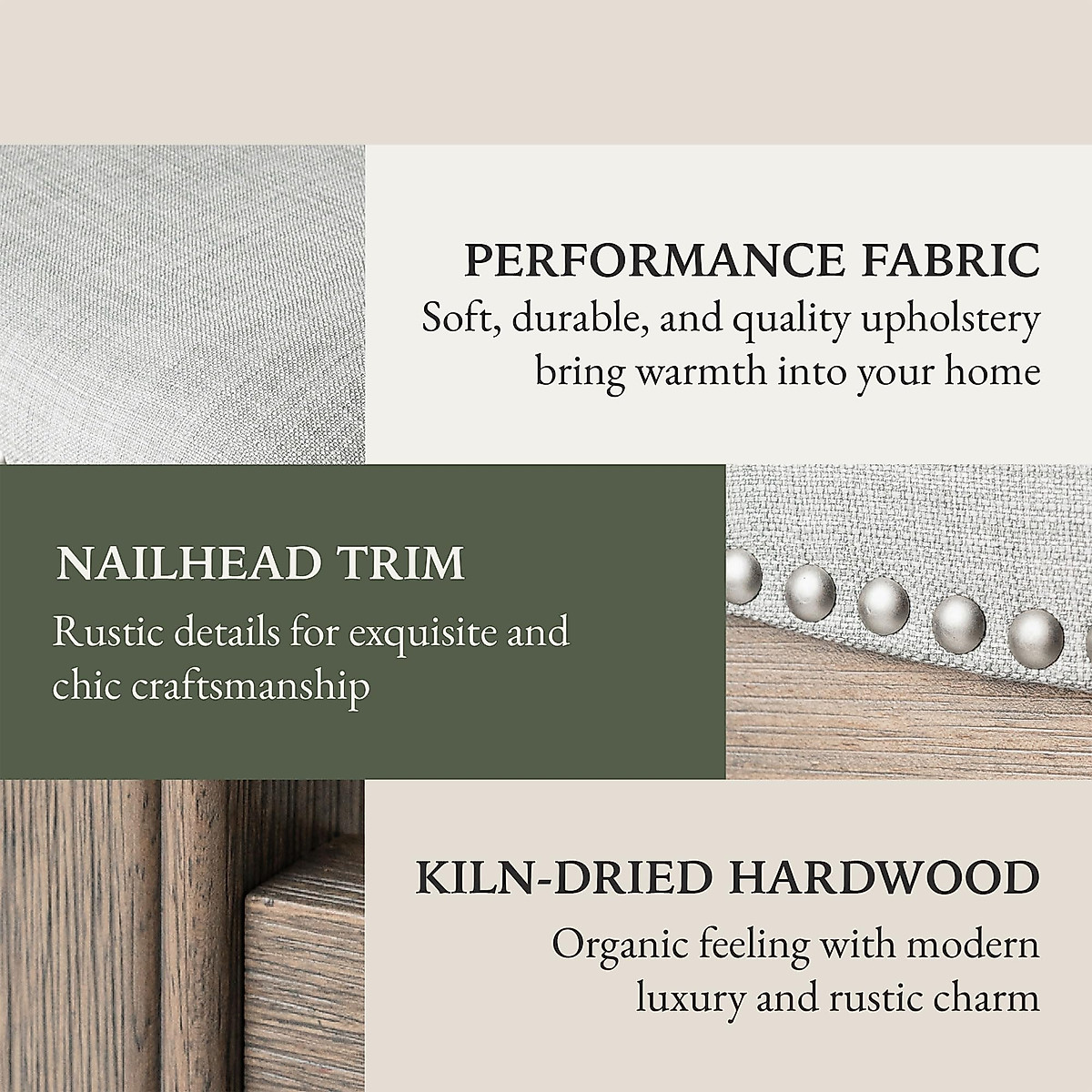 Maven Lane Adrien 26 Inch Counter Height Upholstered Backless Saddle Barstool in Reclaimed Oak Finish with Ash Grey Fabric Cushion Seat, Set of 3