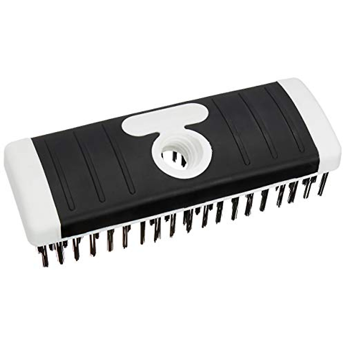 Amazon Basics 6 x 19 Soft Grip, Carbon Steel, Block Wire Brush with Pole Thread, Black, yellow