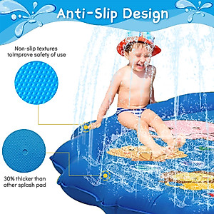QDH Splash Pad Sprinklers for Kids Dogs 68'' Splash Play Mat Summer Outdoor Water Toys for Toddlers Baby Wading Pools Outside Backyard Kids Sprinkler