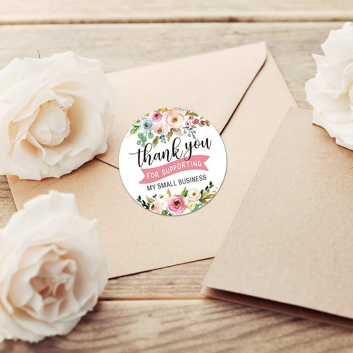 500 Thank You for Supporting My Business Label, Thank You for Your Business Stickers, 1.4inch Thank You for Your Order Stickers for Bakeries, Handmade Goods & Small Business Owners.