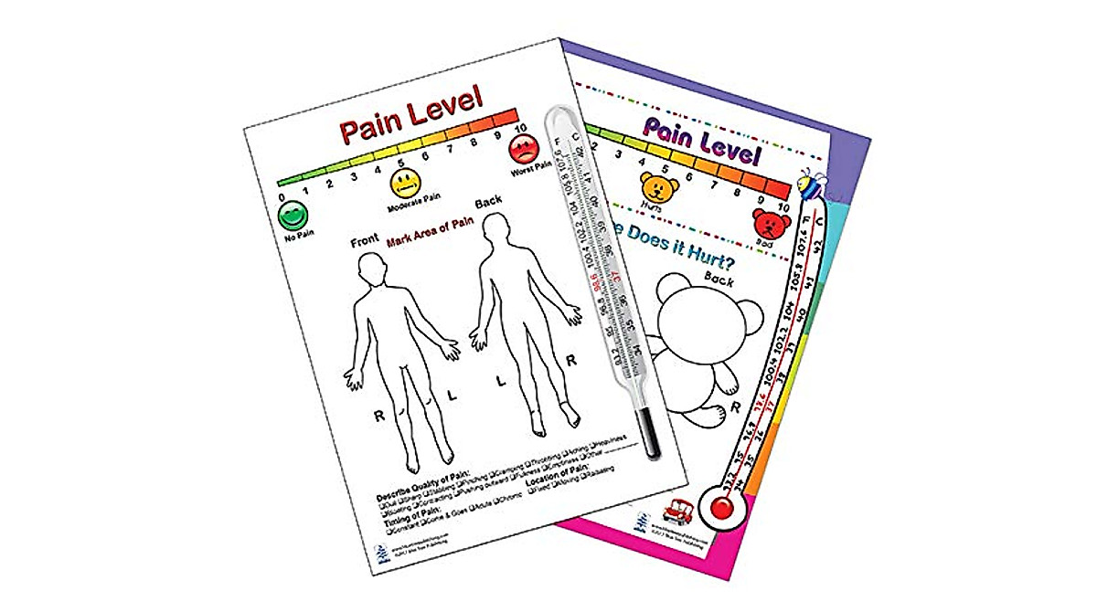 Pain Level Support Card Chart - Dual-Sided, Dry Erase Tool