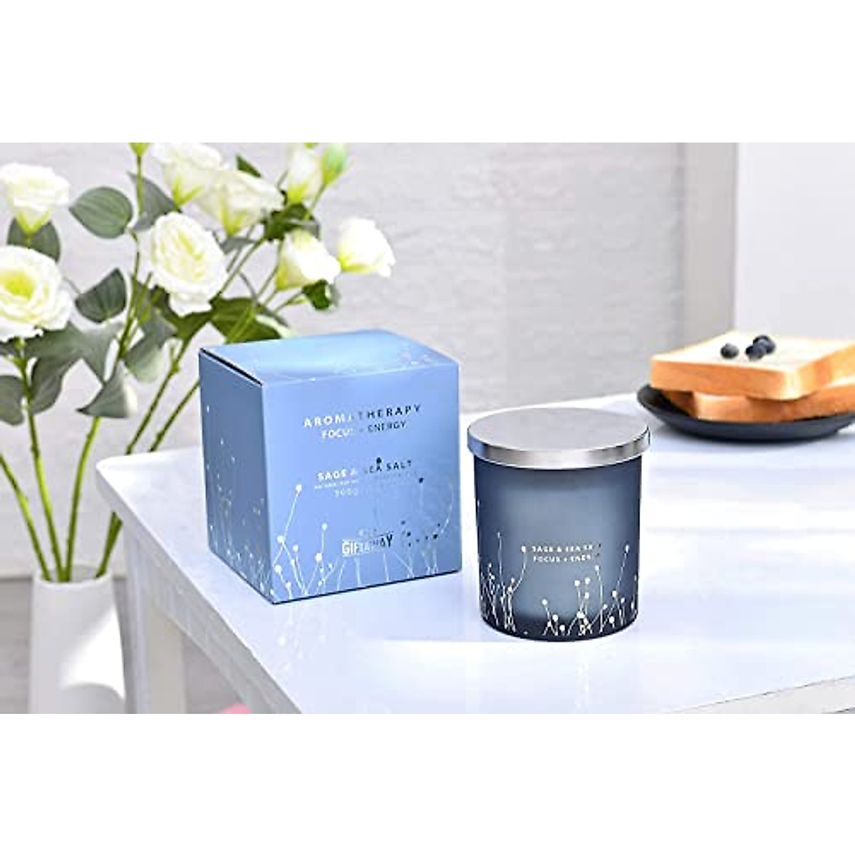 White Sage Sea Salt Candle | Sage Candles for Cleansing House | Candles for Home Scented | Sage Candle, Scented Candles for Men & Women, Energy Cleansing Candle, Relaxing Aromatherapy Scented Candle