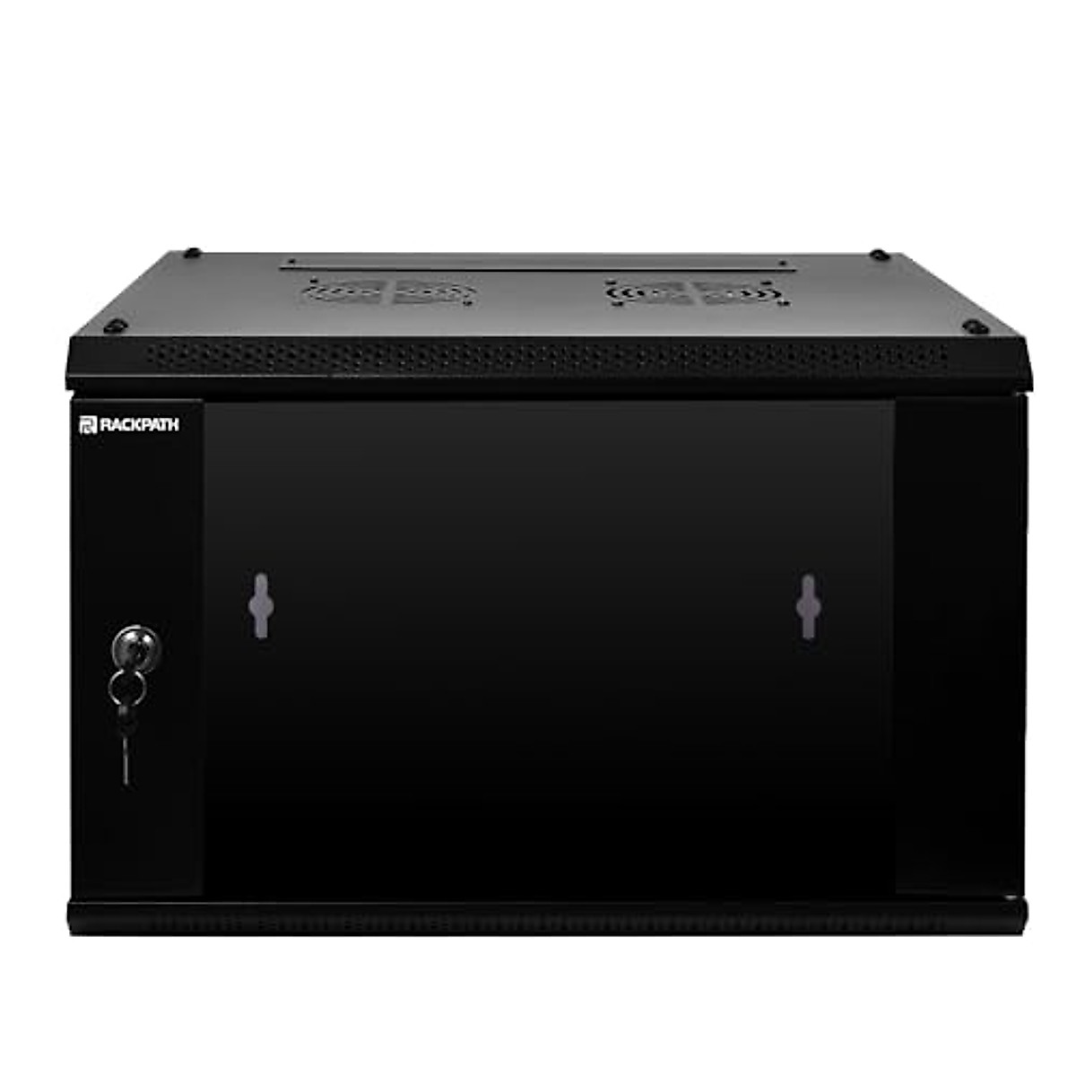 RackPath 6U Performance Wall Mount Server Cabinet Network Rack Enclosure, Quiet Cooling Fan, Locking Glass Door, Black
