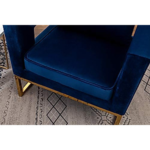 Roundhill Furniture Lenola Upholstered Accent Arm Chair, Blue 29.75D x 27.5W x 34.5H Inch