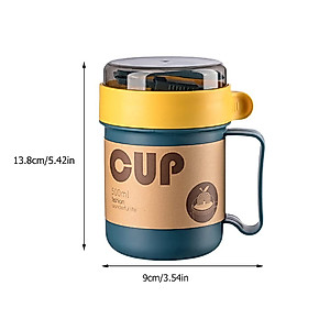 VOSAREA Microwave Soup Mug Lunch Bag Women Coffee Mug 1 Pc Soup Mug with Lid Portable Soup Mug Breakfast Cup Household Milk Cup with Spoon and Handles (500ml) Lunch Bag Women Coffee Mug