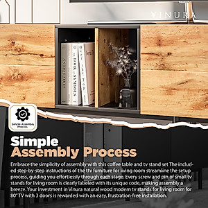 TV Stands for Living Room - 76” MDF Naturakl Wood TV Stand for Bedroom - Multipurpose Entertainment Center with Storage - TV & Media Furniture for 80’’ TV with 3 Doors - Organize, Elevate, Enjoy!