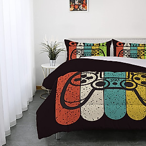 AILONEN Gamer Comforter Sets for Teen Boys, Gaming Bedding Sets Queen Set,Video Game Bedspread,Game Duvet,Gamepad Bed Set,Controller Quilt Set,3 Piece 1 Comforter and 2 Pillowcases