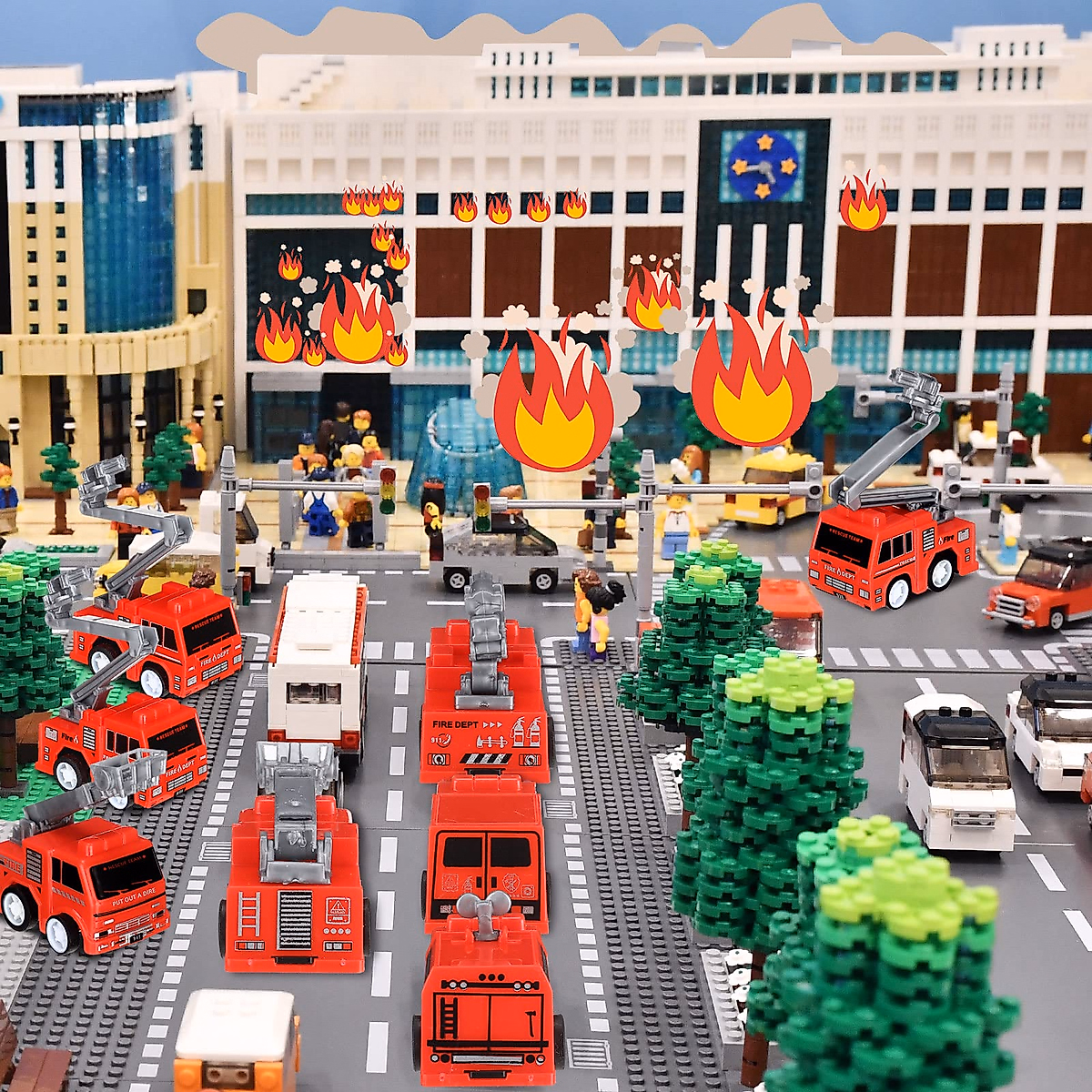 48 Pcs Mini Pullback Fire Truck Toy Small Pull Back Firetruck Plastic Fire Engine Toy Trucks Firefighter Birthday Party Supplies, Fireman Favors Goodie Bag Fillers, 4 Styles