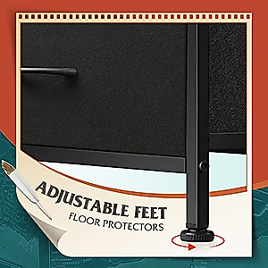 WLIVE Fabric Dresser for Bedroom, Tall Dresser with 8 Drawers, Storage Tower with Fabric Bins, Double Dresser, Chest of Drawers for Closet, Living Room, Hallway, Children's Room, Charcoal Black