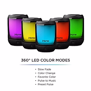 iHome Bluetooth Portable Color Changing iP67 Waterproof, Floatable Bluetooth Speaker with Mega Battery, Rechargeable Speaker