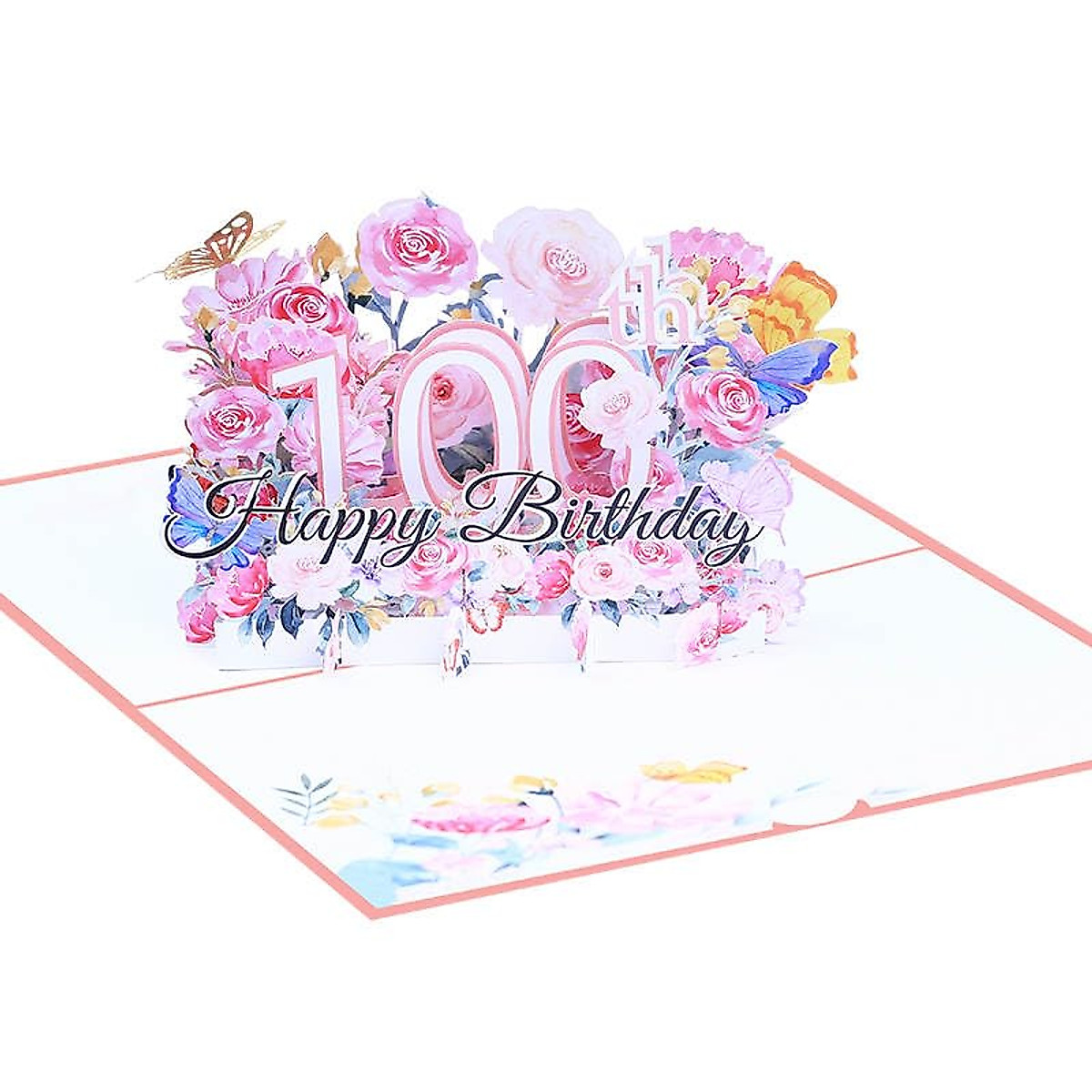 NAVWOD Happy 100th Birthday Card, 100th Birthday Cards for Women, 100th Birthday Gifts for Women, Happy Birthday Card, Pop Up Cards, Pop Up Cards Flowers for Women with Note.