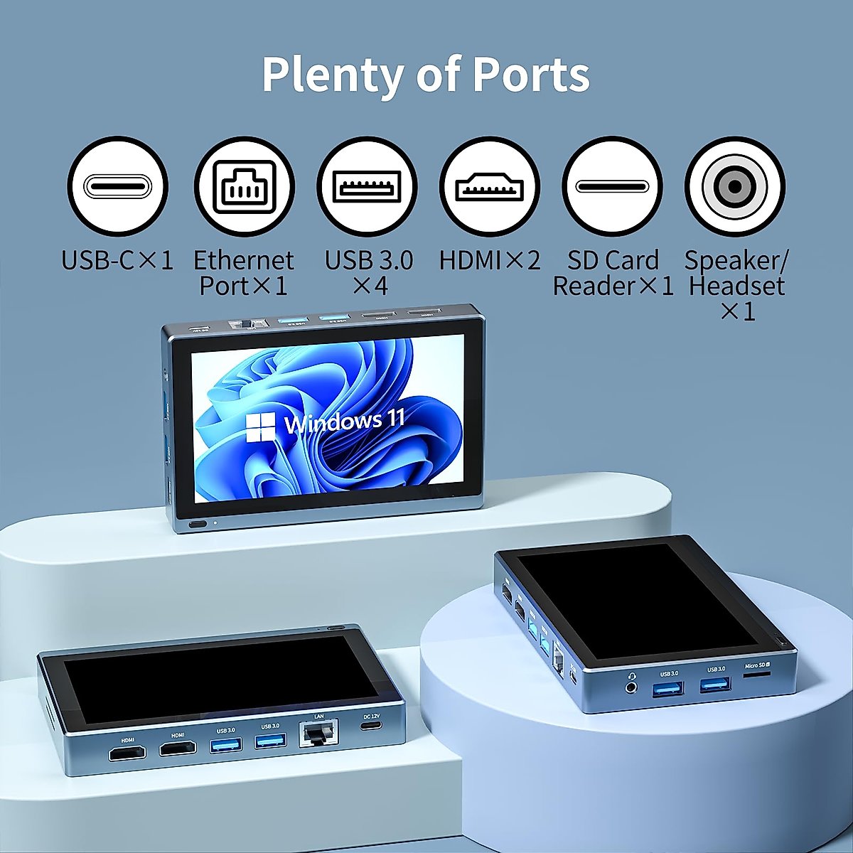 HIGOLEPC Mini PC Windows 11 PRO,Celeron J4125 Mini Computer,8GB DDR,256GB EMMC,Mini PC with Screen,Micro PC Support 4K HDMI Double Display,WiFi 5.0, BT4.2, Gigabit Ethernet
