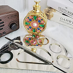 BOMJJOR Makeup Palette Stainless Steel Cosmetic Palette 6-Well with Spatula Tool for Nail Art Eye Shadow Mixing Foundation Painting Artist Mini Mixing Metal Palette (Semi-arc Palette)