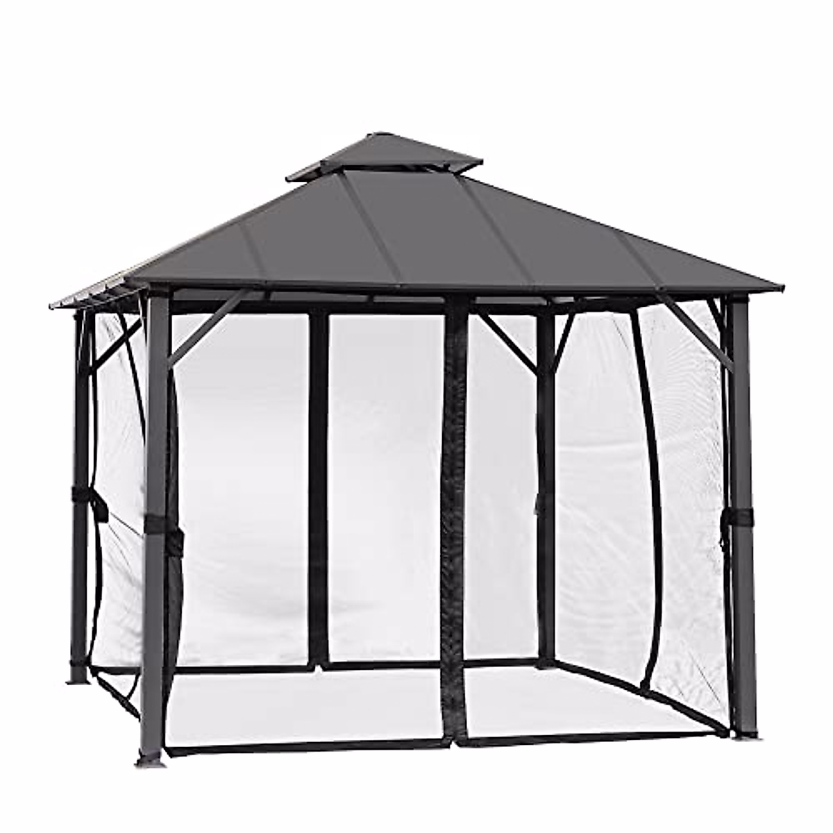 CASAINC Hardtop Gazebo 10x10 FT, Hardtop Gazebos with Double Roof, Aluminum Frame Permanent Outdoor Canopy, Patio Gazebo with Mosquito Netting for Patio Lawn Garden