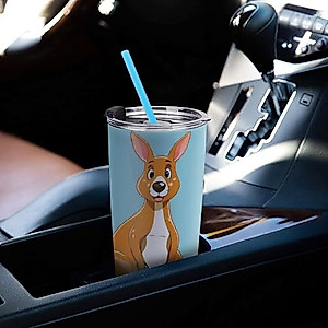 LHDGSJE Funny Cartoon Kangaroo Zoo 20 Oz Tumbler Stainless Steel Coffee Mug Reusable Travel Mug Leak-proof Large Capacity Car Cup Insulated Tumbler Fits in Car Cup Holder