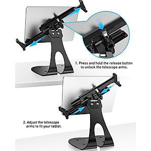 AboveTEK Anti-Theft iPad Stand, Universal Security POS Tablet Stand, Diagonally-Oriented iPad Locking Mount for 7-13 inch iPad, Galaxy with Security Cord and Key, 360° Swivel for Business and Retail