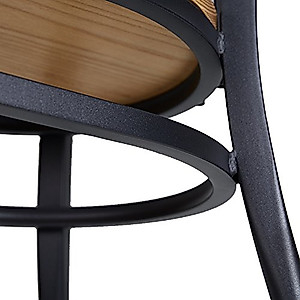 Livebest 2 Packs Slat Back Dining Chairs Metal Leg Side Chairs with Wood Seat,Stackable Fully Assembled Modern Furniture for Retro Bistro Kitchen Cafe,Black