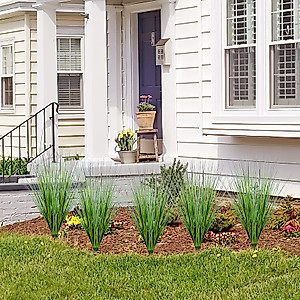 BANNINEO 27" Artificial Plants Greenery Wheat Grass for Indoor Outdoor, UV Resistant Realistic Faux Fake Shrubs Plant Onion Grass for Home, Office, Living Room, Garden, Patio(6-Pack)