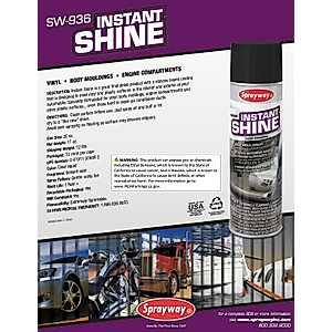 Sprayway SW936 Aerosol Instant Shine Vinyl Cleaner and Protectant, 11 oz.