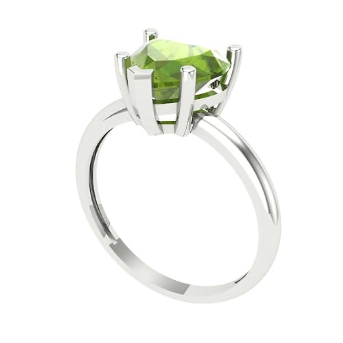 Clara Pucci 2.0 ct Heart Cut Solitaire Genuine Natural Green Peridot 5-Prong Engagement Bridal Promise Anniversary Ring 14k White Gold