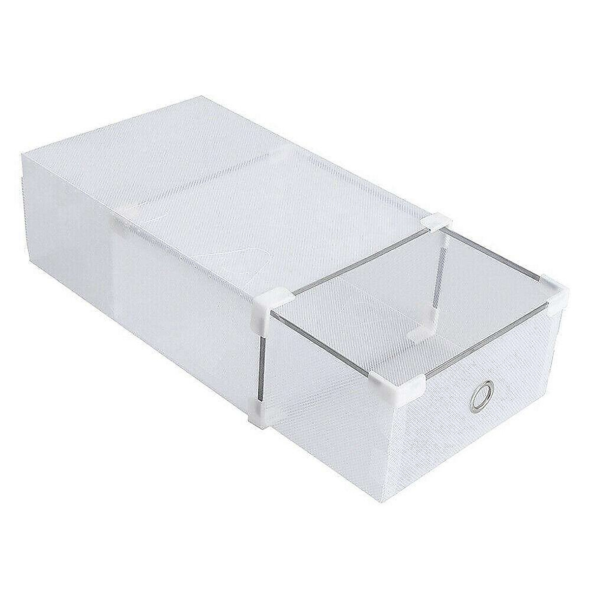 MNHW 10 Pack Plastic Stackable Shoe Storage Organizer Clear Drawer Box Metal Frame Bathroom organizer Shoe organizer Storage shelves Tool box Storage cabinet Closet organizer Kitchen storage Clo