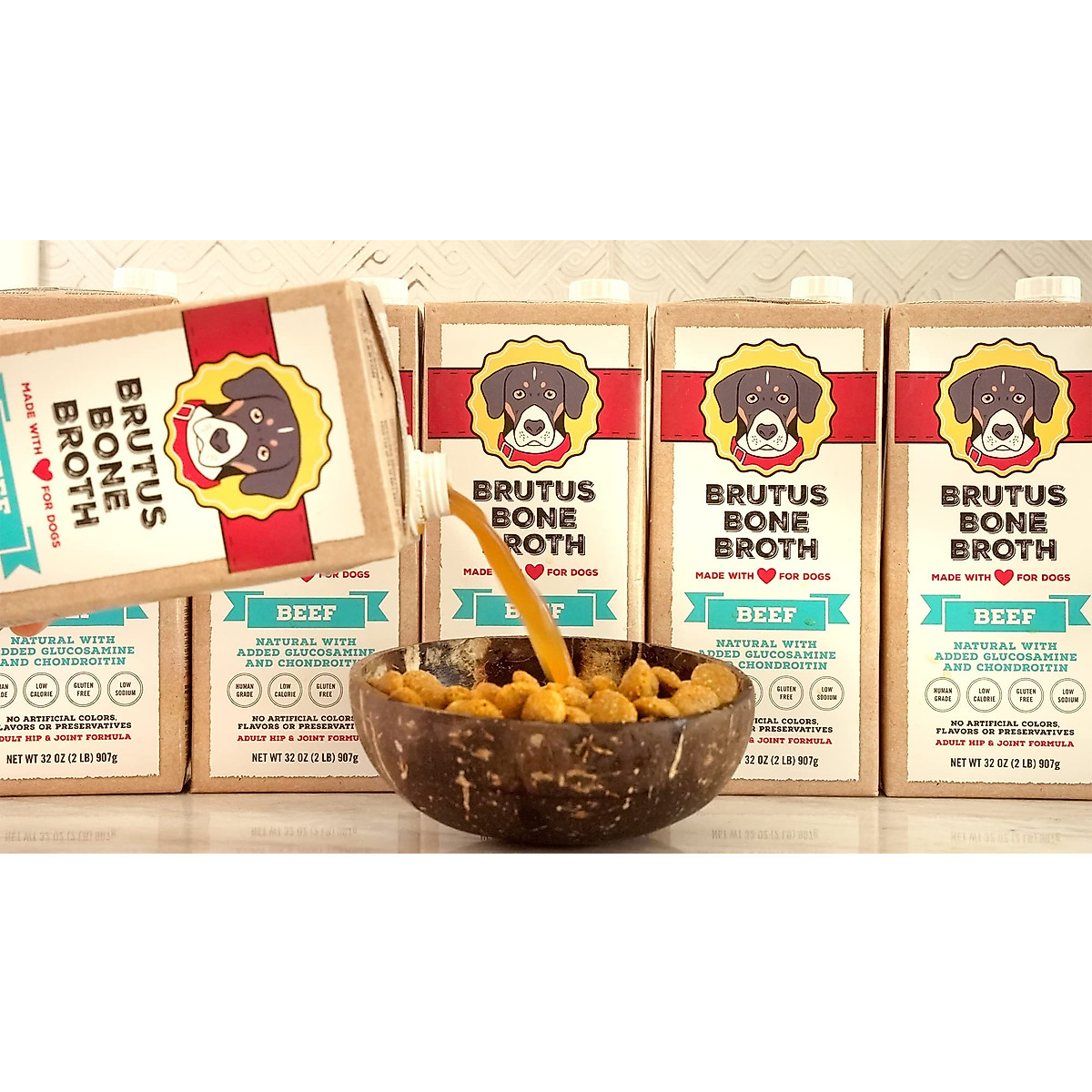 Brutus Bone Broth for Dogs (Beef, 2-Pack) and Brutus On The Go Instant Bone Broth (Beef, 5-Pack)