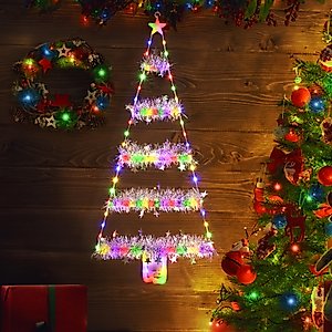 Toodour Multicolor Christmas Lights - 2.65ft Indoor Wall Window Hanging & Outdoor Battery Operated Decorative Lights