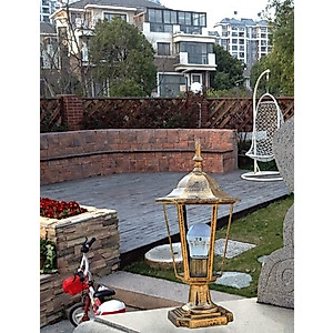 MODEBHD American Outdoor E27 Column Light IP54 Waterproof Lamp Post Lamp Post Lamp Villa Park Light Hexagonal Column Lamp European Garden Light Outdoor Lighting Garden LED Door Lights