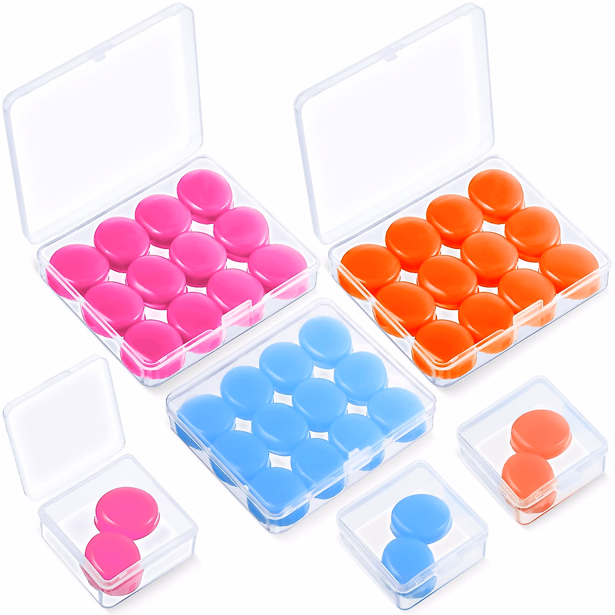 21 Pairs Ear Plugs for Sleeping Soft Reusable Moldable Silicone Earplugs Noise Cancelling Earplugs Sound Blocking Ear Plugs with Case for Swimming, Concert Airplane 32dB NRR (Blue, Orange, Rose Red)