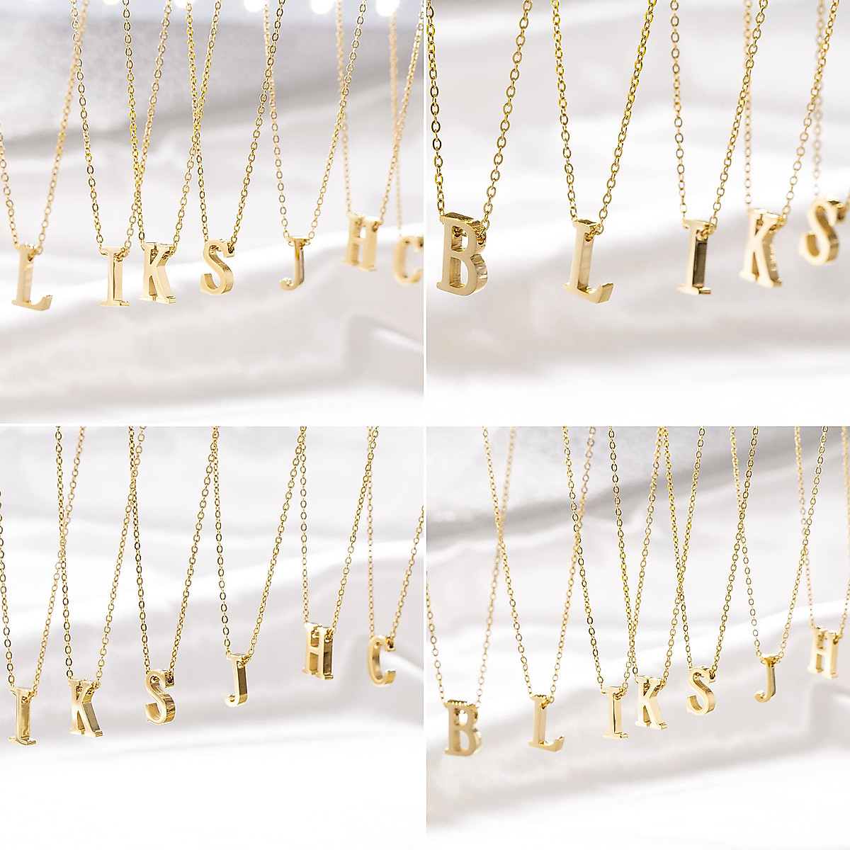 ELBLUVF Stainless Steel 18K Gold Plated Personalized Letter Dainty Initial Necklace Jewelry for Women (K)