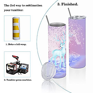 Tswofia 20 Oz Sublimation Skinny Tumbler Set, Stainless Steel Straight Skinny Travel Tumbler Bulk With Sublimation Shrink Wrap Films, Birthday Diy Gift For Women Friends Sisters, 4 Pack, White