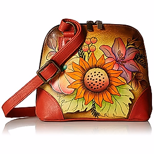 Anna by Anuschka Women's Hand Painted Leather Small Multi Compartment Zip-Around Organizer, Fall Bouquet