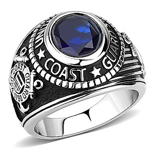 YVO Personalized Coast Guard Ring (Engraved)- Polished Stainless Steel - Size 08