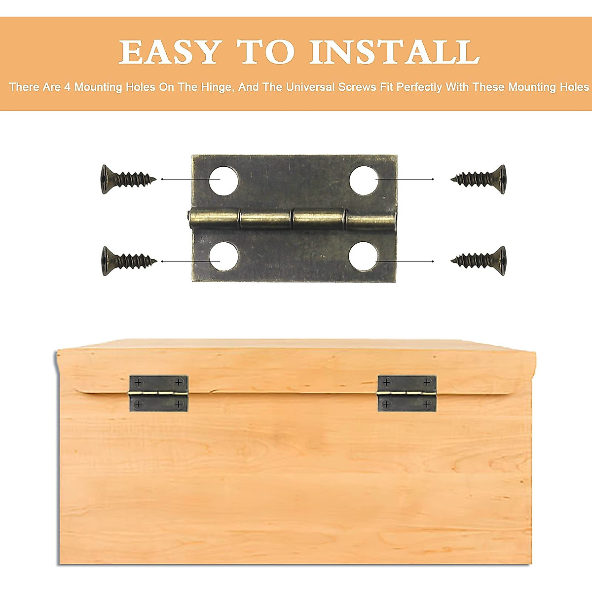 60Pcs Small Mini Hinges for Wooden Box, Crafts, Jewelry Box, Bird House, Bronze Small Box Hinges with 260 Pcs Screws