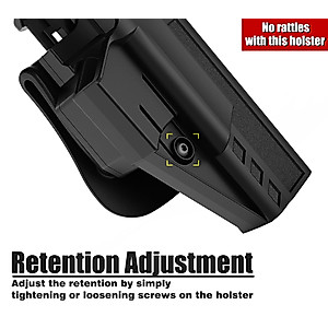 G19 Level 3 Retention Duty Holster for Gen 1 2 3 4 5 Glock 19/17/19X, Glock 23/32, Glock 45/44, Law Enforcement, Adjustable /Cant Polymer Duty Belt Gun Holster - Right Handed