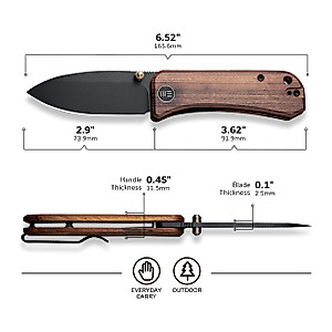 WeKnife Banter Pocket Knife for EDC, Ben Petersen Folding Knife with 2.9" CPM S35VN Steel Blade Cuibourtia Wood Handle, Titanium Thumb Stud Opener 2004K (Wood)