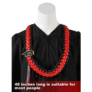 TFTAFAN Graduation Lei Class of 2023 Ribbon Leis Necklace Braided Necklaces gift Party Accessories for Women and Men (black red, 2)
