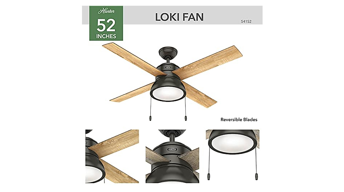 Hunter Loki Indoor Ceiling Fan with LED Light and Pull Chain Control