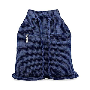 The Sak Crochet Craze Dylan Backpack, Large Lightweight Bag with Dual Straps, Denim