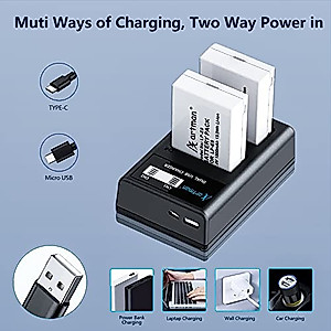 Artman Upgraded LP-E8 Battery and Dual LCD Charger Kit for Canon EOS Rebel T2i, T3i, T4i, T5i, Kiss X5, X4,X6,X6i, X7i,550D, 600D, 650D, 700D, LC-E8E Cameras &More 2-Pack 1800mAh (Not for T2 T3 T4 T5)