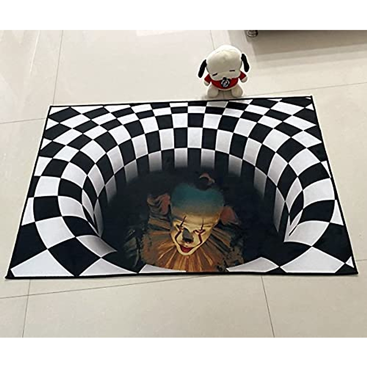 Christmas Clown Door Mat, 19.6X31.5 inch 3D Vortex Carpet, Thanksgiving 3D Clown Decorations Halloween Doormat Scary Welcome Door Mats Outside Area Rug Bath Mat Hearth Floor Stair Carpet