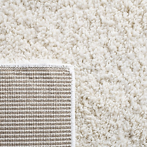 SAFAVIEH August Shag Collection Area Rug - 8' x 10', Ivory, Solid Design, Non-Shedding & Easy Care, 1.2-inch Thick Ideal for High Traffic Areas in Living Room, Bedroom (AUG900C)