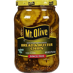 Mt. Olive Bread & Butter Chips Old Fashioned Sweet Fresh Pack Pickles Jar, 16 oz