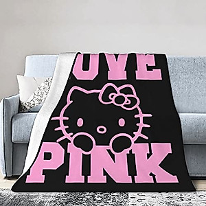 Lightweight Throw Blanket Ultra Soft Velvet Blanket Bed Blankets Quilt Durable Home Decor Blanket Sofa Blanket Carpet 50"x40" Cartoon Pink Kitty Cat (112)