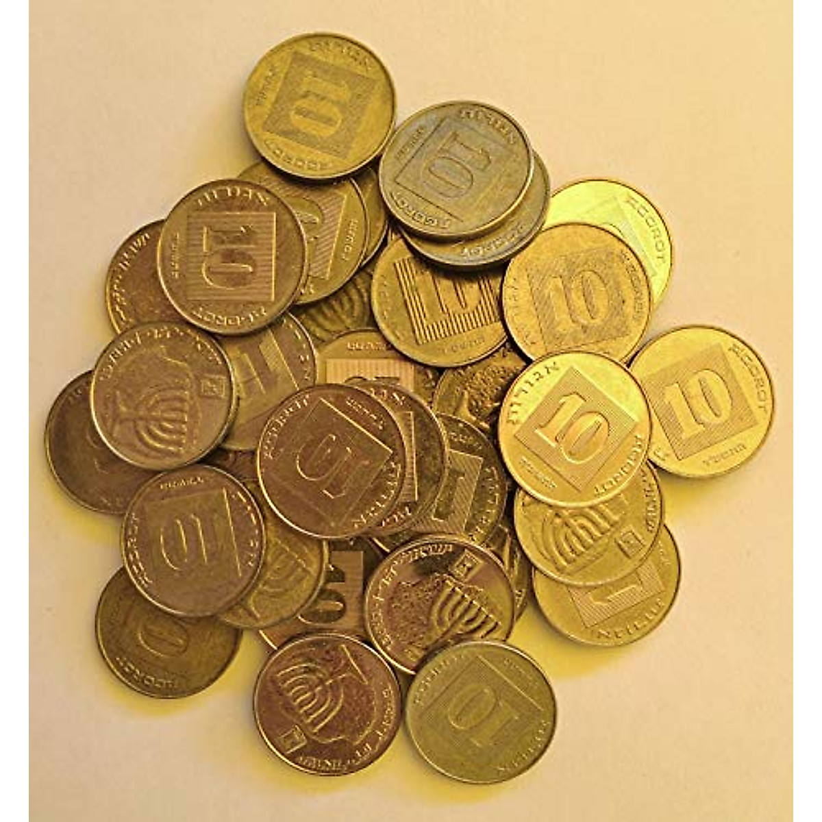 Lot 50 Israeli Coins, 10 Agorot Israel Collectible Official NIS Money Agora with Menorah