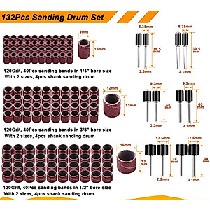 CAROTUPY Tungsten Carbide Burr Set 1/8" Shank，Die Grinder Bits with Sanding Drums and Cutting Wheel Set, 195Pcs Pratical Sanding Bits Kit for Metal, Wood, Plastic, Glass