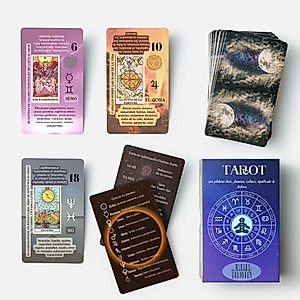 Witchy Cauldron Beginner Tarot, Tarot Cards with Meaning on it, Keyword Tarot Deck, Learning Tarot, Chakra, Planet, Affirmation (Spanish Edition)